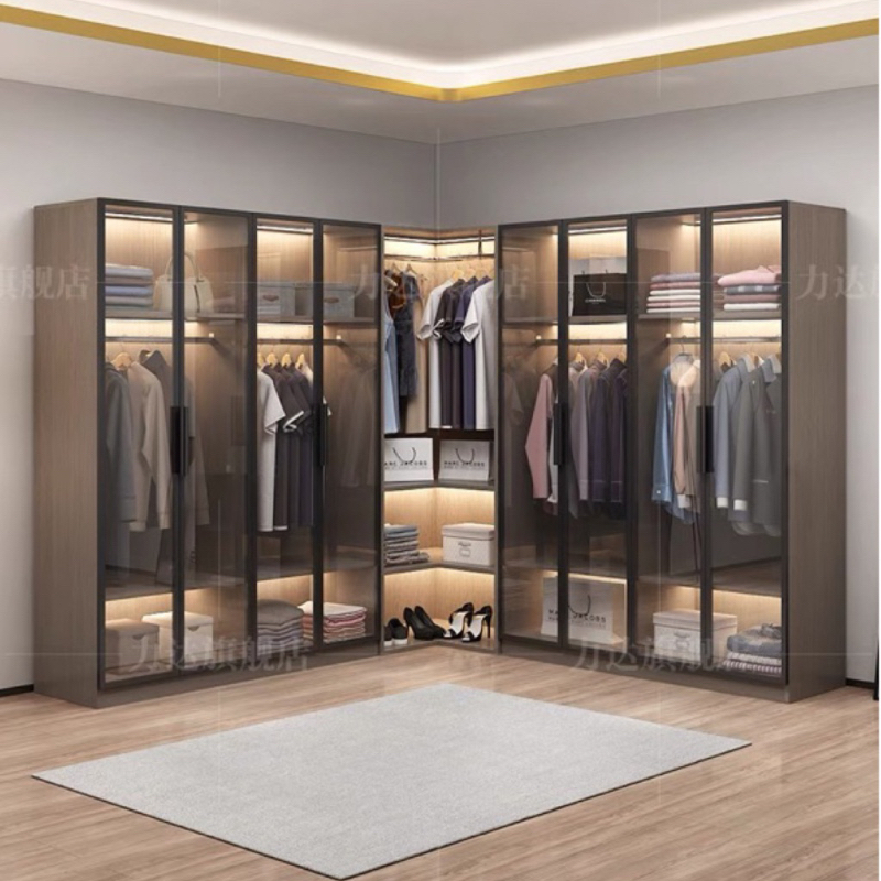 Wardrobe modern minimalist L-shaped U side door cabinet light luxury ...