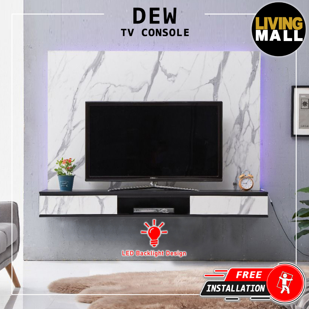 Living Mall Dew Series Living Room TV Console with LED Backlight in 7 ...