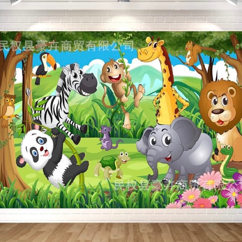 party -birthday decorations backdrop/animal design /jungle theme ...