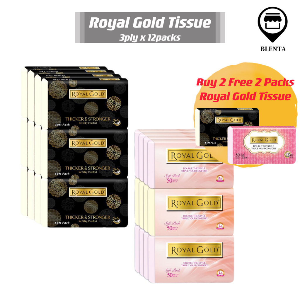 Royal Gold Luxurious/Twin Tone Soft Pack Tissue 3ply 50sheets x 12packs ...