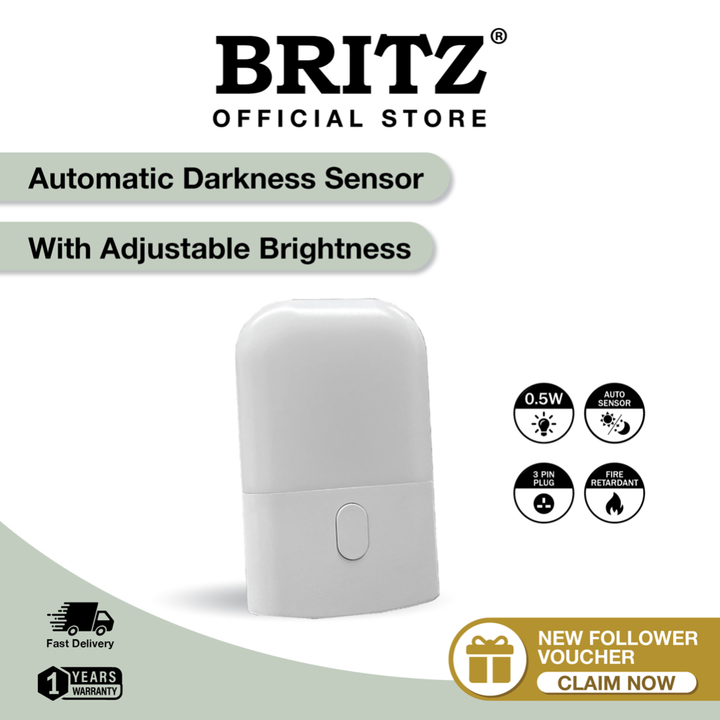 BRITZ Light Sensor LED Night Light / Automatic Darkness Sensor | Shopee ...