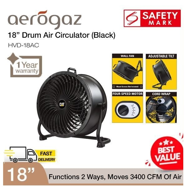 AEROGAZ/ CAT HVD-18AC 18" Drum Air Circulator (Black) | Shopee Singapore