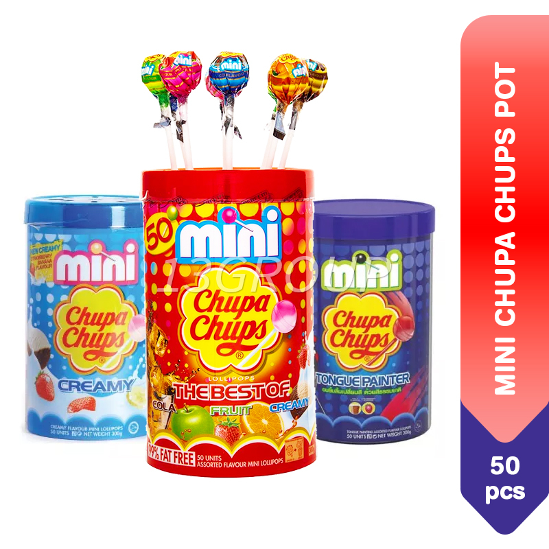 Mini Chupa Chups Lollipops (Pot) The Best Of Creamy Tongue Painter, 50s ...