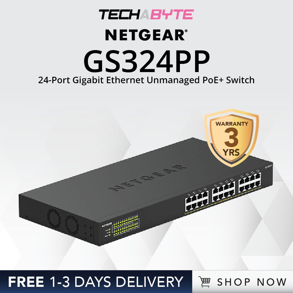 Netgear GS324PP SOHO | 24-Port Gigabit Ethernet High-Power Unmanaged ...
