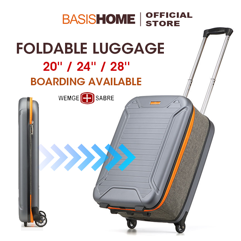BASISHOME Collapsible Hard Shell Luggage Bag | Flattens for Easy ...