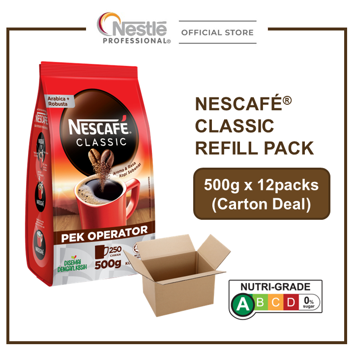 (Carton Deal) NESCAFÉ® Classic Refill Pack - 500g x 12pack | Shopee ...