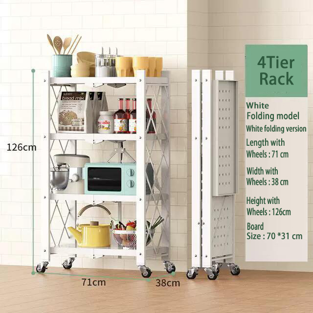 [SG STOCK] foldable kitchen storage rack 3 / 4 / 5 foldable storage ...