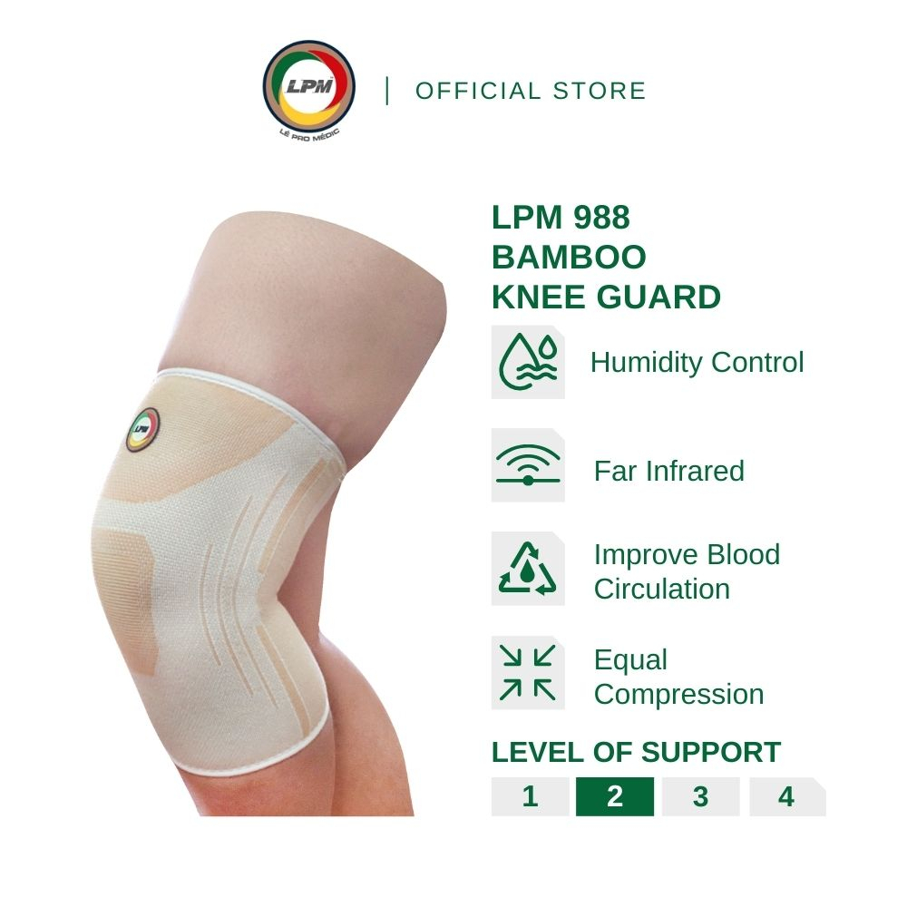 LPM Far Infrared Knee Support 988 Activated Bamboo Knee Guard with ...