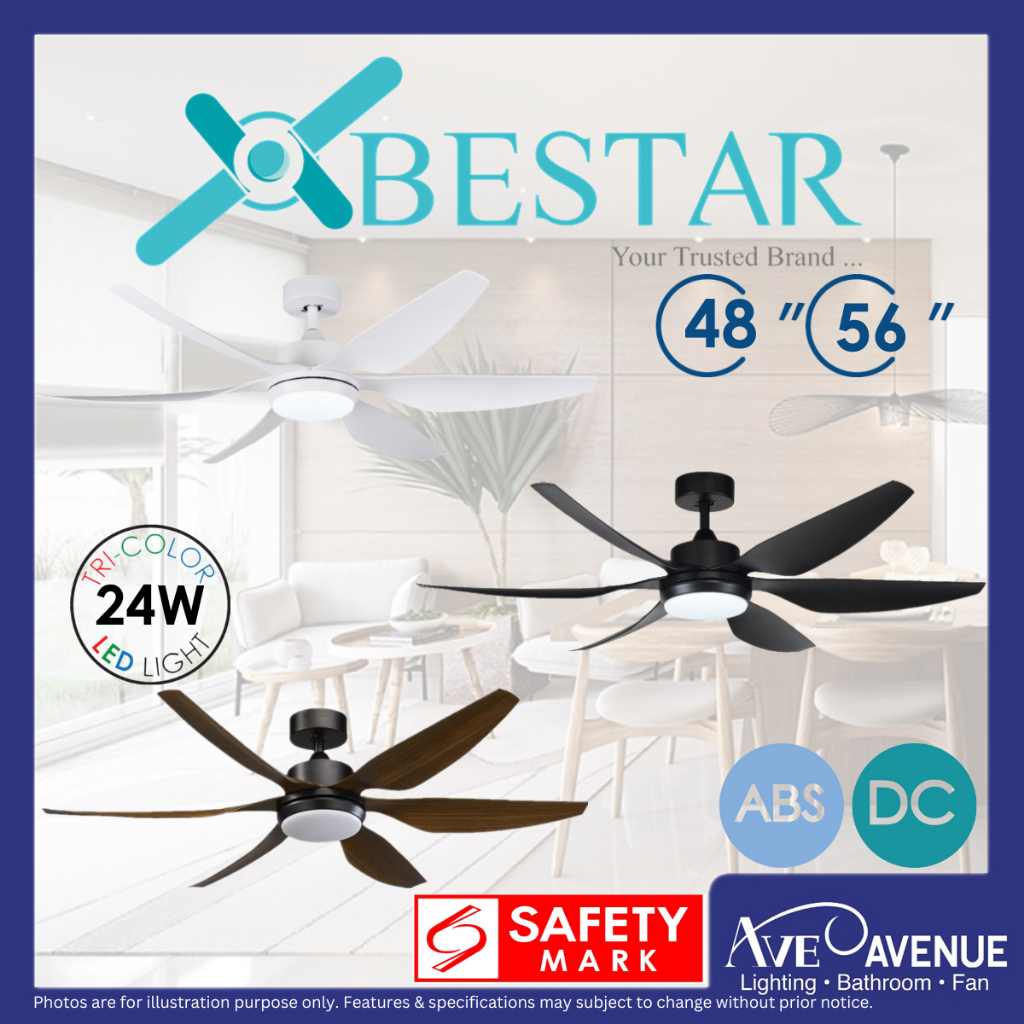 BESTAR HALI DC Motor 6 Blade 48 / 56 Inch Ceiling Fan with 3 Tone LED ...