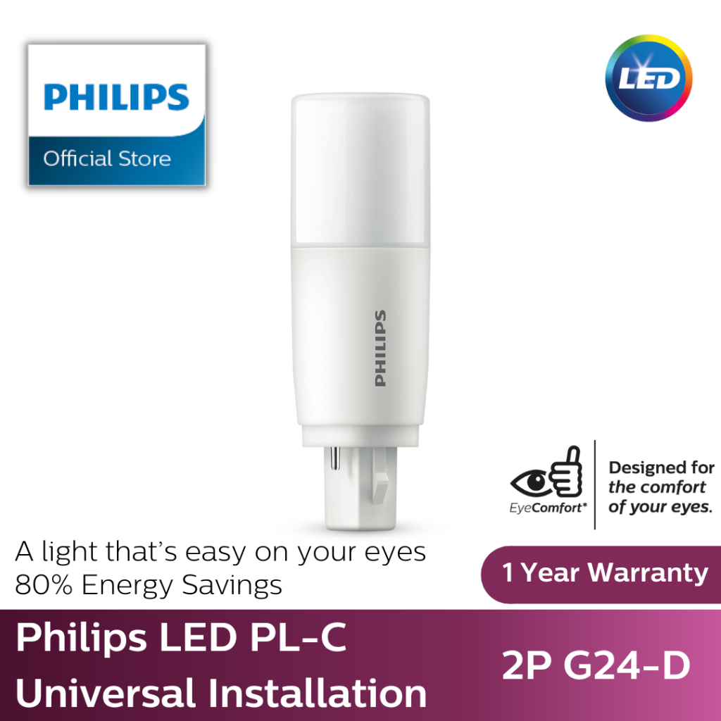 Philips LED PL-C Universal Installation LED Bulb with EyeComfort (Warm ...