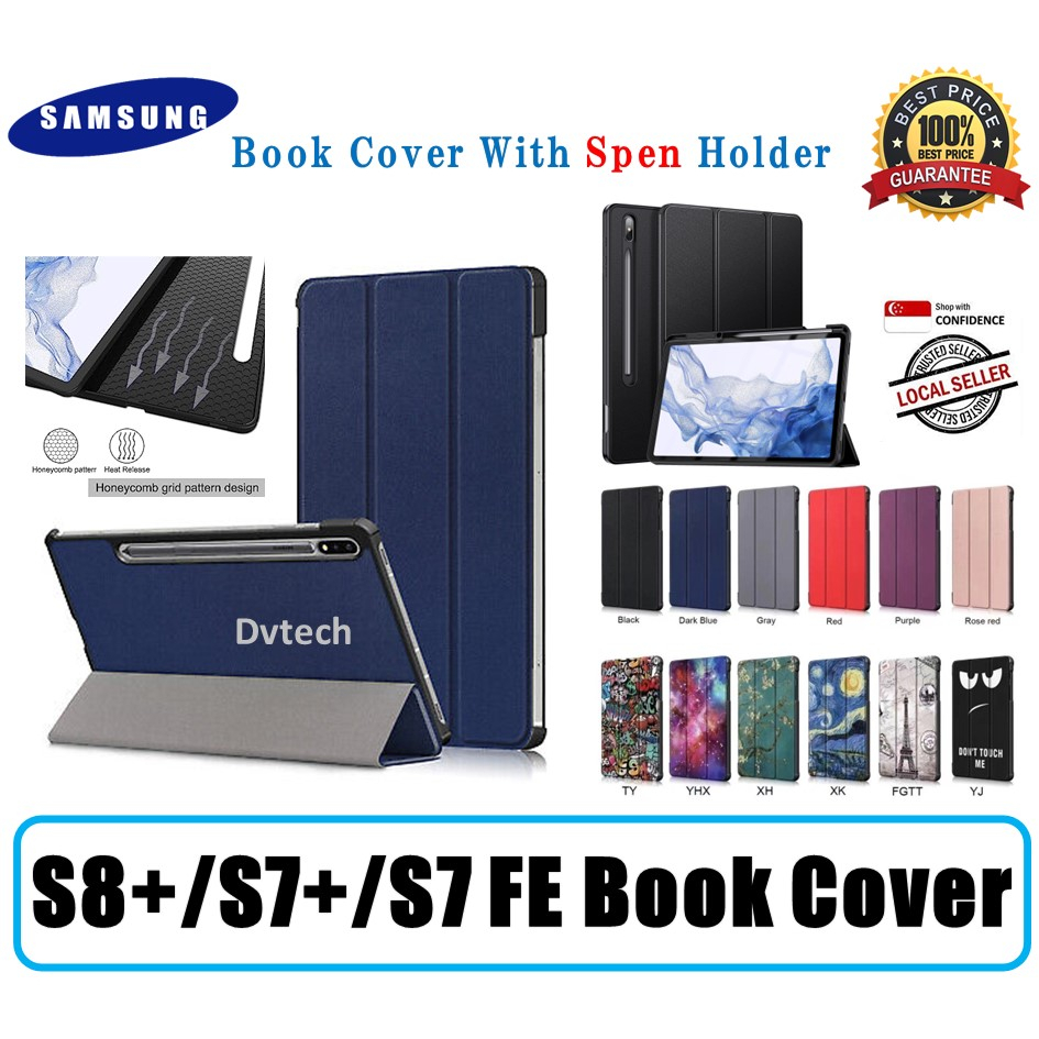 Samsung Galaxy Tab S8+/S7+/S7 FE Book Cover With Spen Holder | Brand New | Local Seller | Shopee ...
