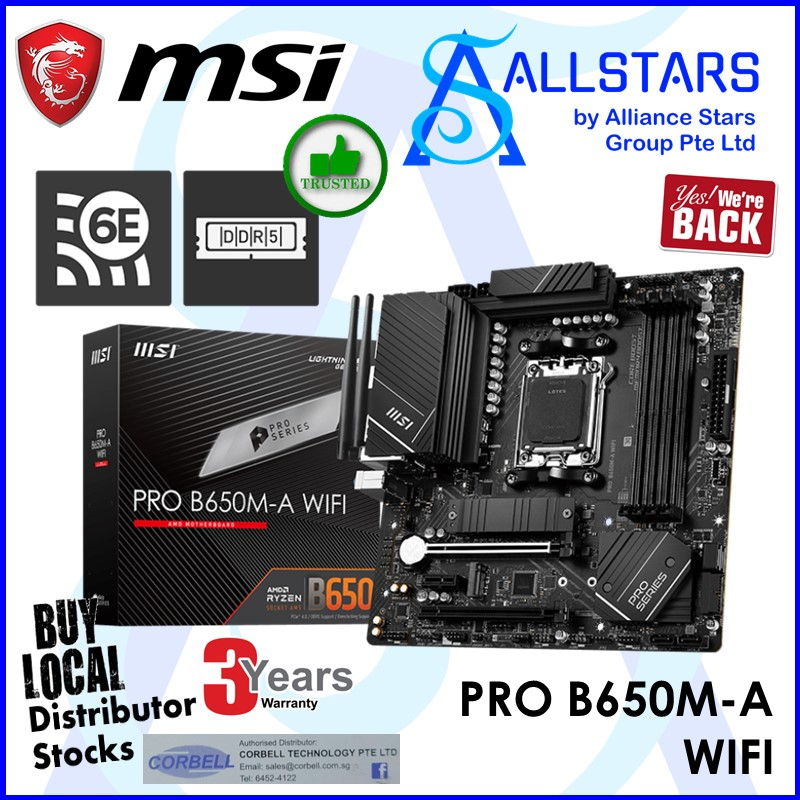 MSI PRO B650M-A WiFi DDR5 AMD AM5 Mainboard | Shopee Singapore