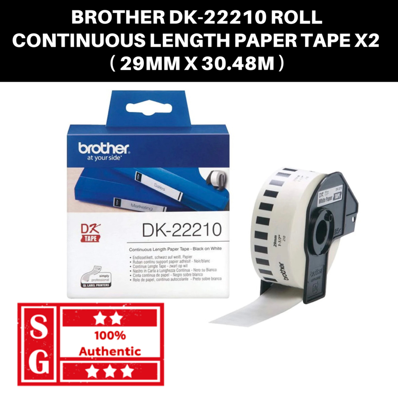 [Special Bundle] Brother DK-22210 Roll Continuous Length Paper Tape x2 ...