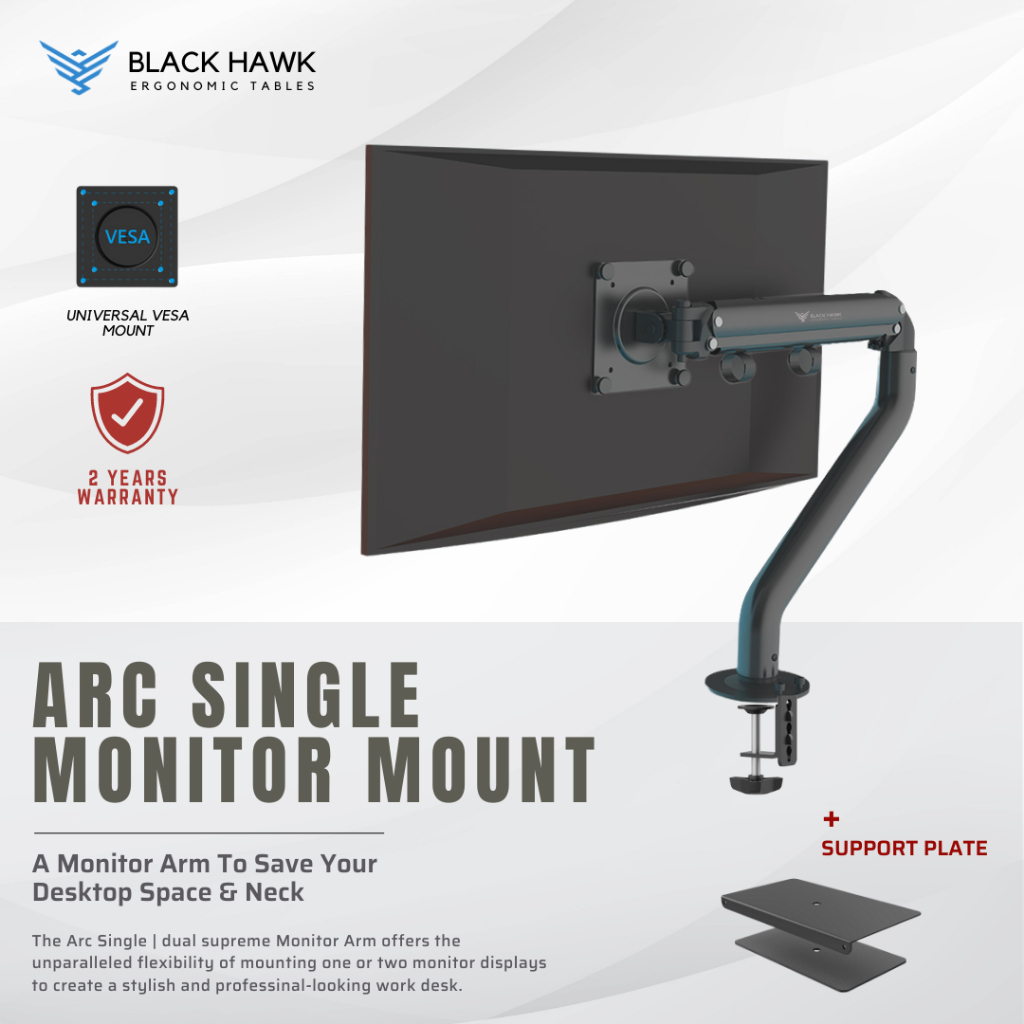 🦅 (𝐒𝐆 𝐒𝐓𝐎𝐂𝐊) Black Hawk Ergonomic Monitor Mount | Monitor Arm | Screen ...