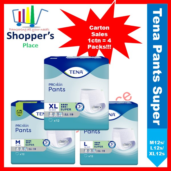 [CARTON SALE] TENA Pants Super Adult Diapers M12/L12/XL12 (1ctn =4 ...