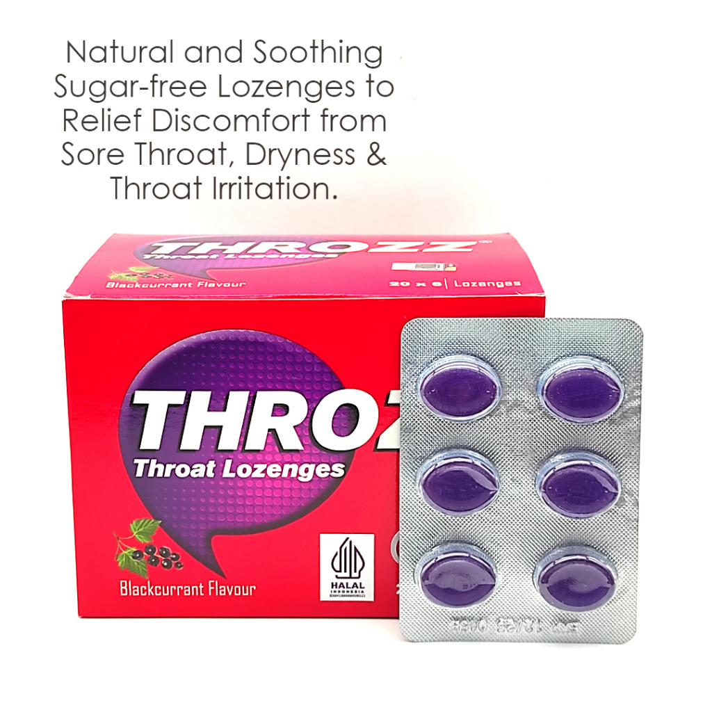 THROZZ THROAT COUGH ANTISEPTIC LOZENGES BLACKCURRENT 4X6/20X6 LOZENGES ...