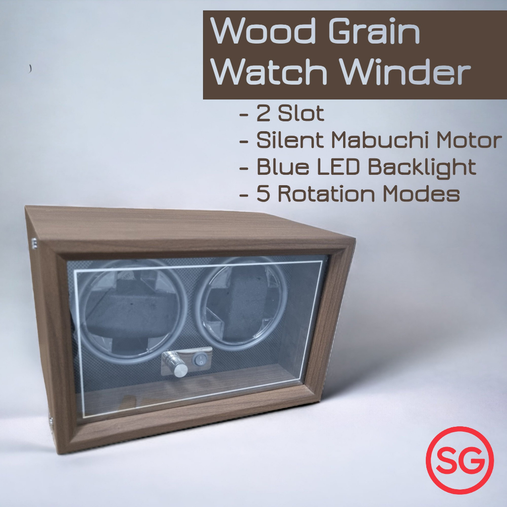 Watch Winder Box Double Slot Wood Grain Automatic Vertical Silent Box ...