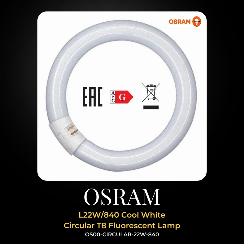 [KLS Lighting] OSRAM Circular T8 Fluorescent Lamp L22W 840 Cool White 4 Pin Base G10Q | Shopee ...
