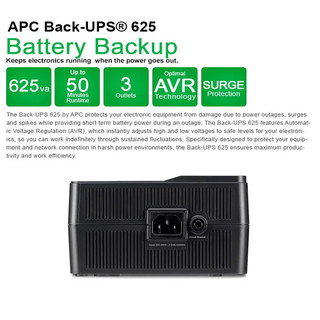 APC UPS Back-UPS Battery 625VA, 230V, AVR, floor, 3 Universal Outlets ...