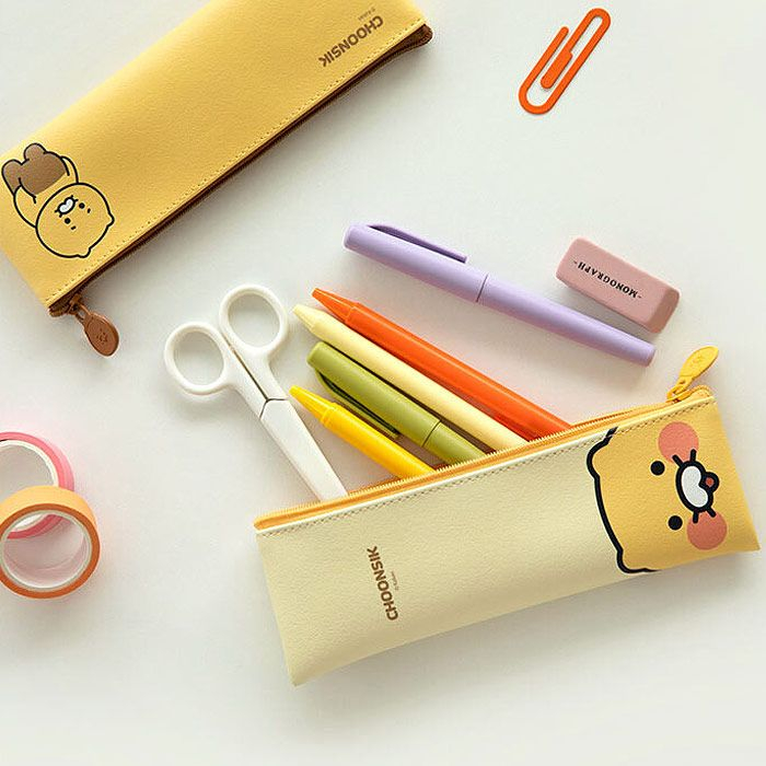 Kakao friends Choonsik Mini Flat Pencil Case Pen pouch made in Korea ...