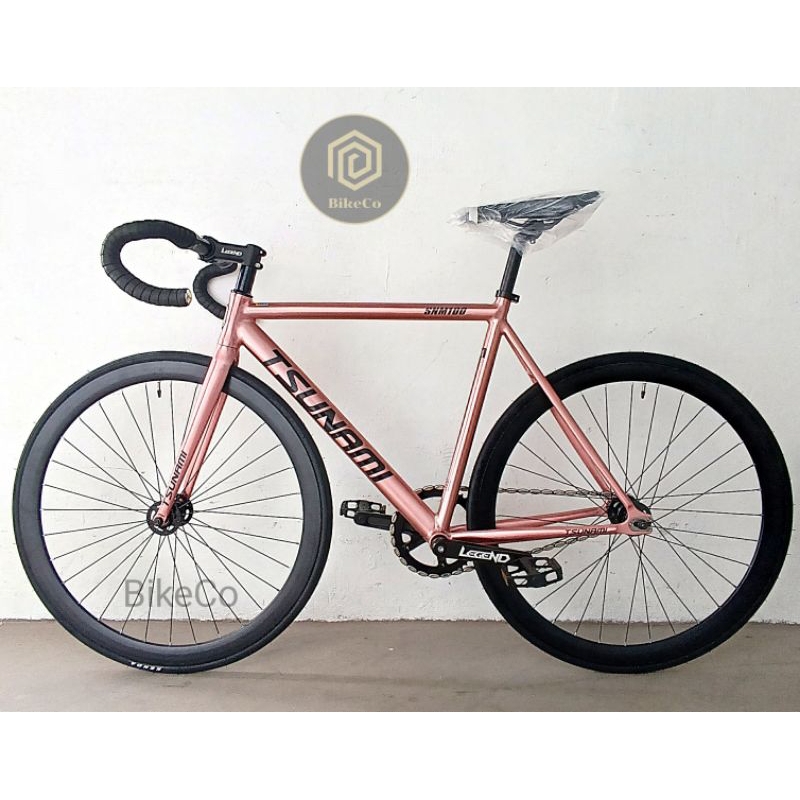 TSUNAMI SNM-100 Fixed Gear Bicycle | Rose Gold Premium Drop Bar Fixie ...