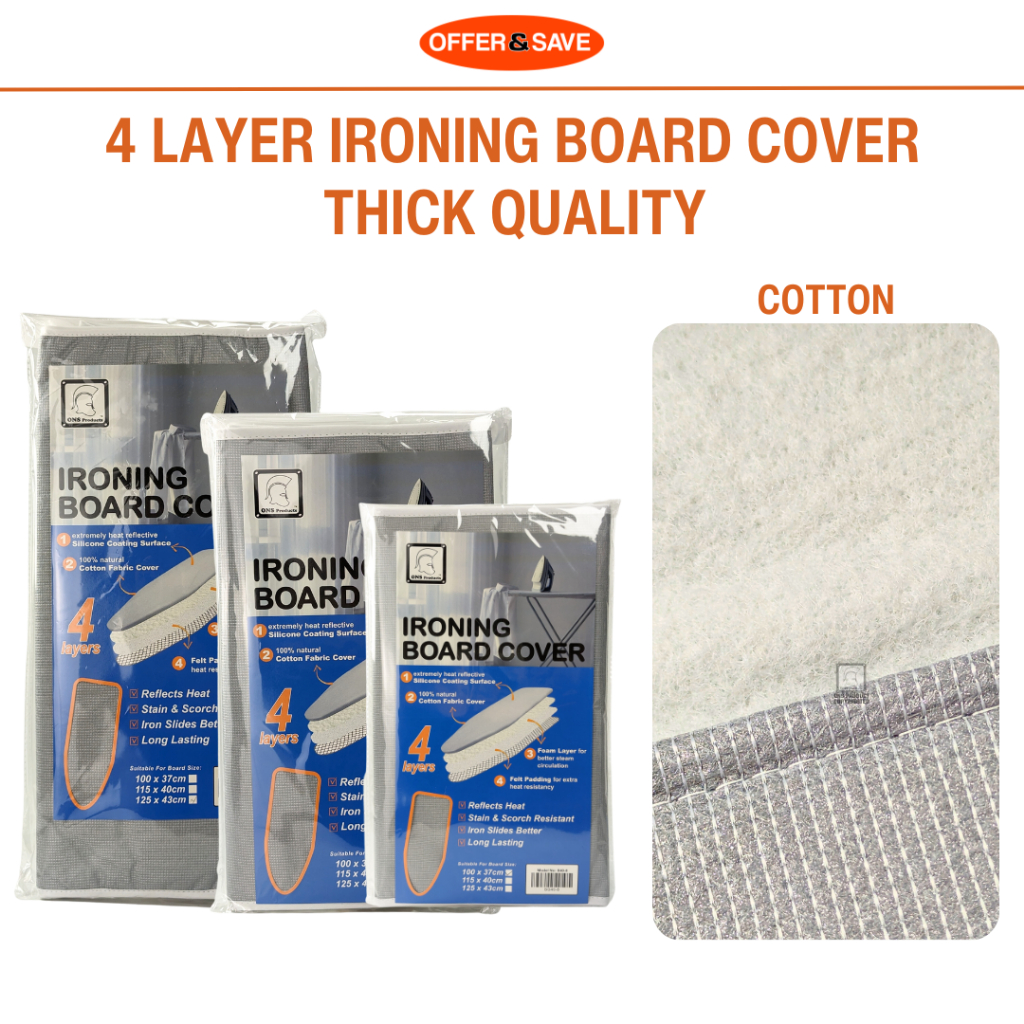 ONS 4 Layer Ultra Thick Heat Retaining Felt Ironing Iron Board Cover ...