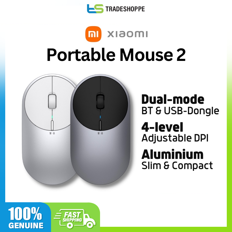 Xiaomi Mi Portable Mouse 2 Bluetooth 4.2 / RF 2.4Ghz USB Wireless ...