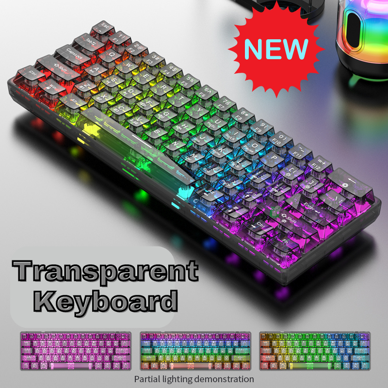 Transparent Wireless Keyboard Bluetooth Mechanical 61 Keys Keyboard for ...