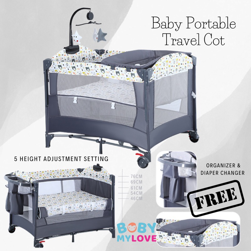 Baby Portable Playpen Co-sleeper Travel Cot with Diaper Changer ...