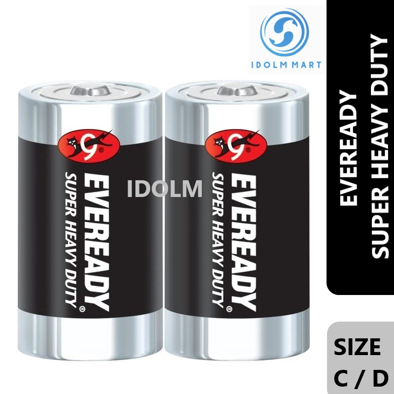 Eveready Carbon Zinc Battery, Super Heavy Duty, Size:C / D (2pcs/pack ...