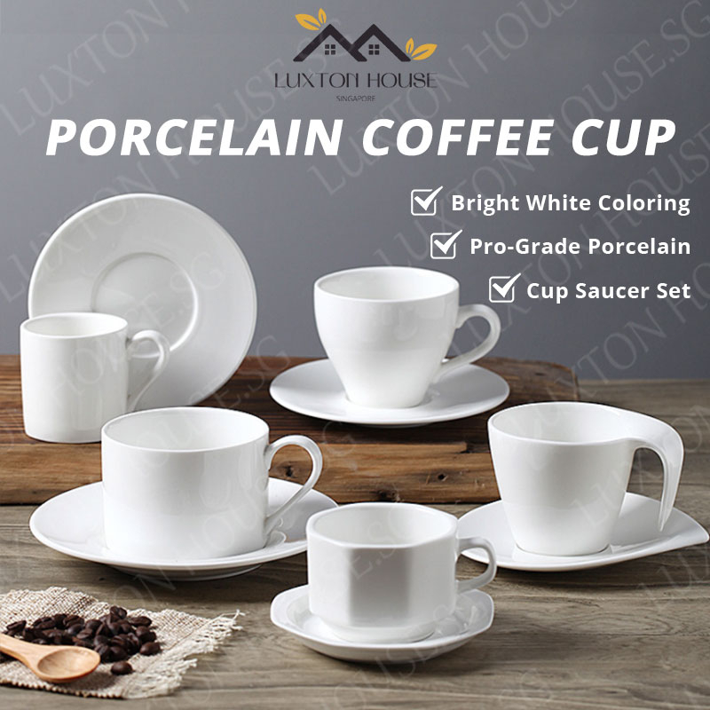 {SG} Porcelain Coffee Cup and Saucer Tea Cup with Saucer Cemaric Mug with Saucer Latte Cup ...