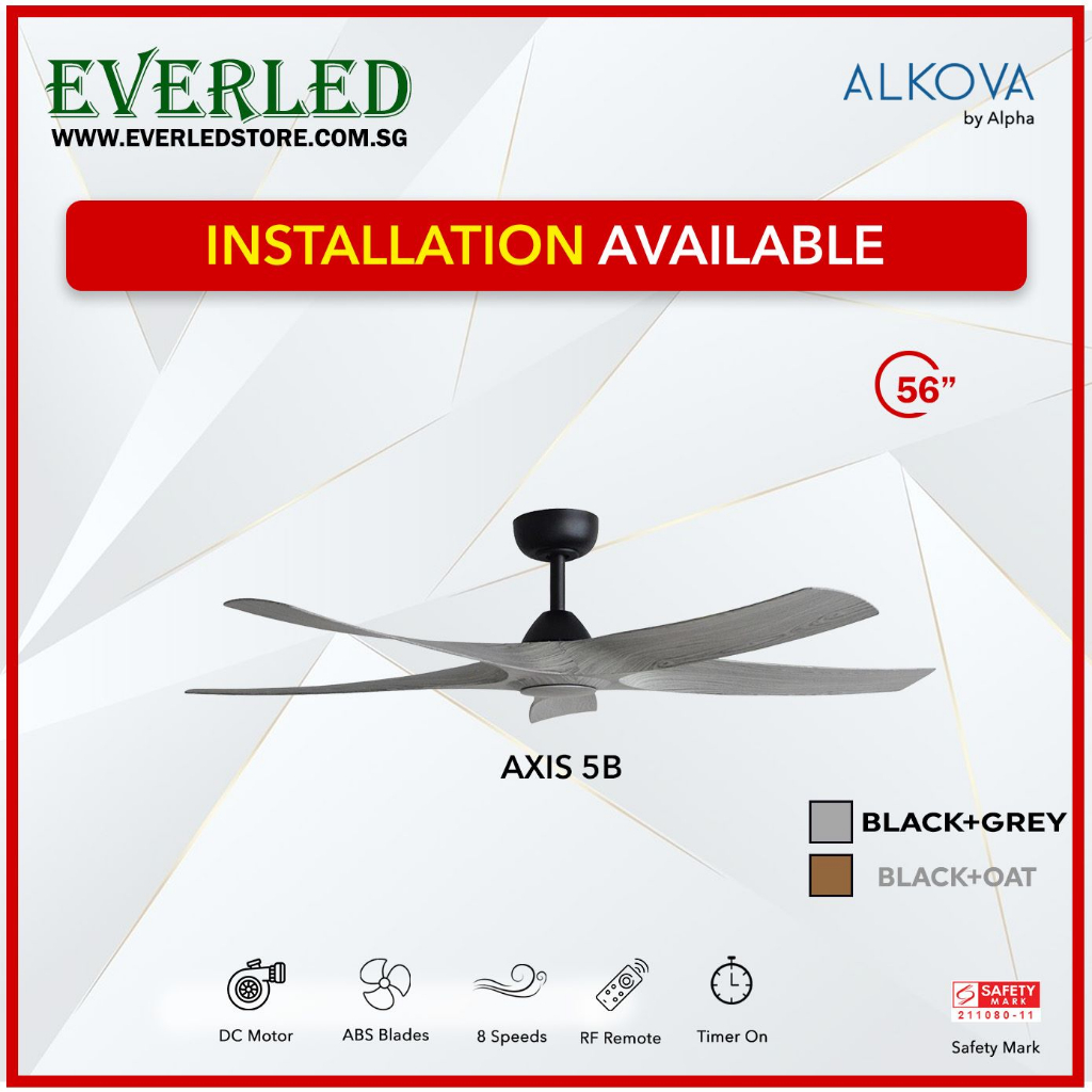[Installation Available] ALPHA DC Axis 5B 56" Ceiling Fan (with Remote ...