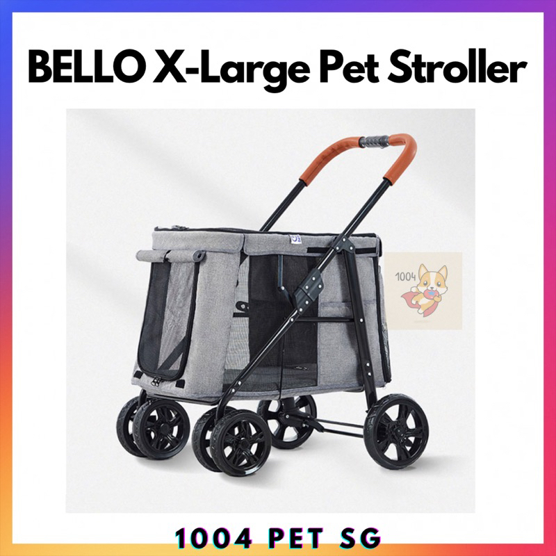 🇸🇬 Bello Extra Large Pet Stroller Premium Foldable Trolley Lightweight ...