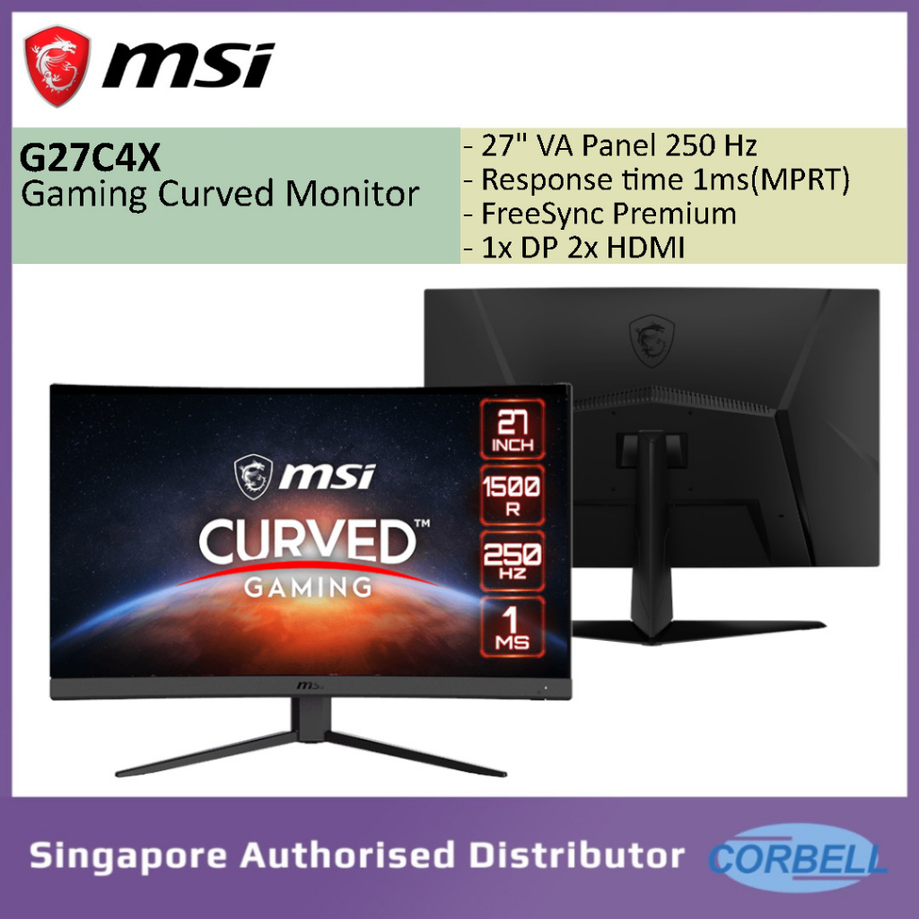 MSI G27C4X 27" Curved Gaming Monitor /FHD/VA Panel/250hz/1ms(MPRT ...