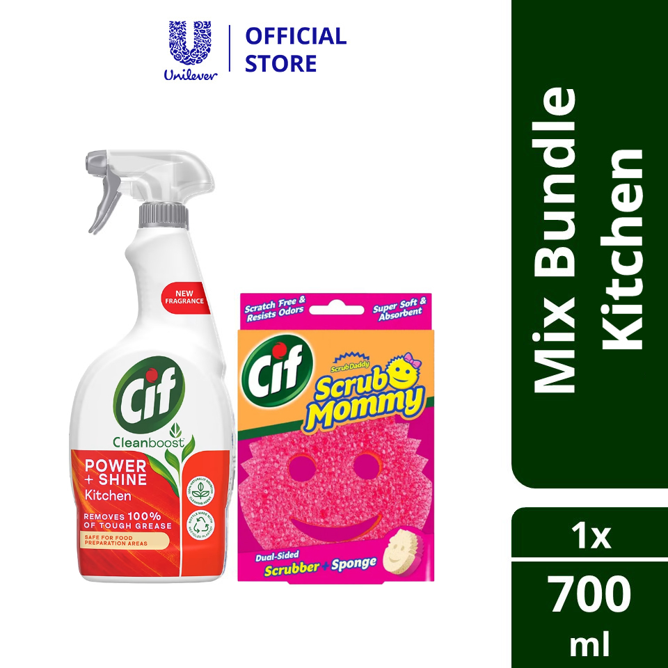 (Bundle) Cif Power and Shine Spray - Kitchen 700ml + Cif Scrub Mommy ...