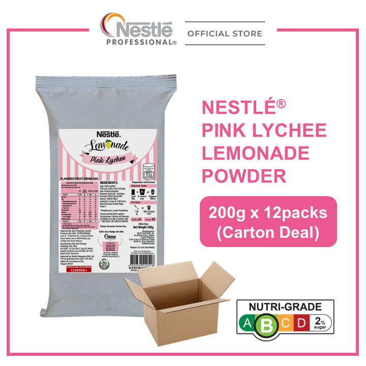 (Carton Deal) NESTLÉ® Pink Lychee Lemonade Powder - 200g x 12packs ...