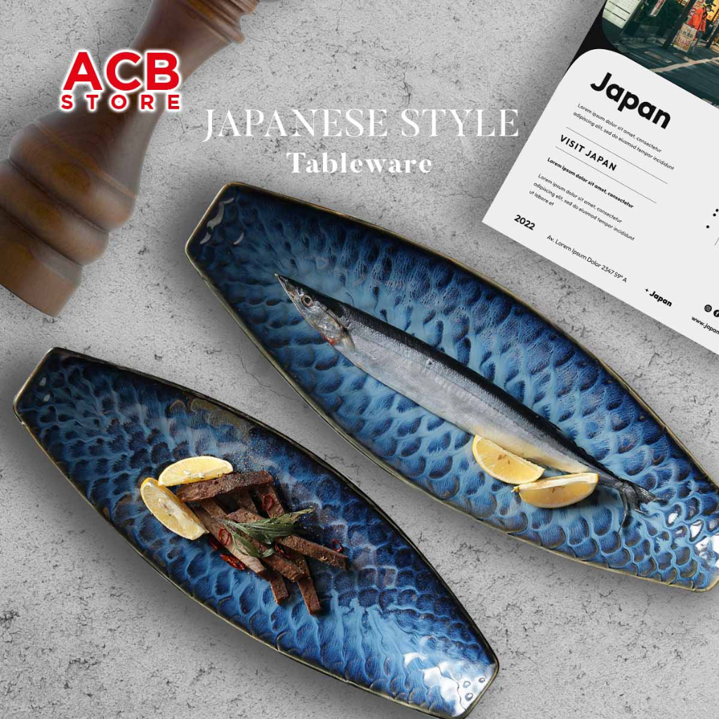 [SG STOCK] Japanese Ceramic Boat Shape Sushi Plate | Sashimi OR Sushi ...