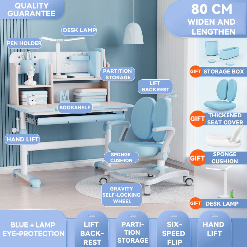 Kids Study Table Ergonomic Children Kids Table and Chair Set, Height ...
