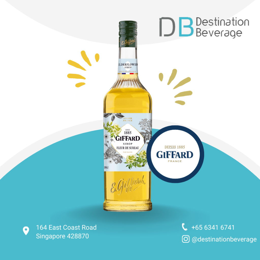 Giffard Premium Elderflower Syrup 1L Floral French Syrup for Cocktails ...
