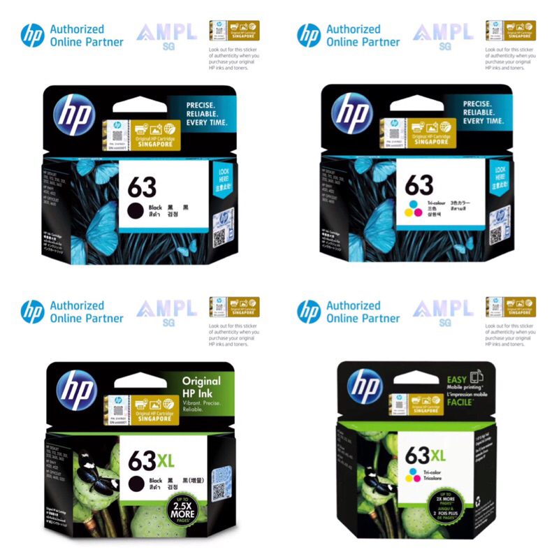 Genuine HP 63 Black, HP 63 Tri-color, HP 63XL Black, HP 63XL Tri-color ...
