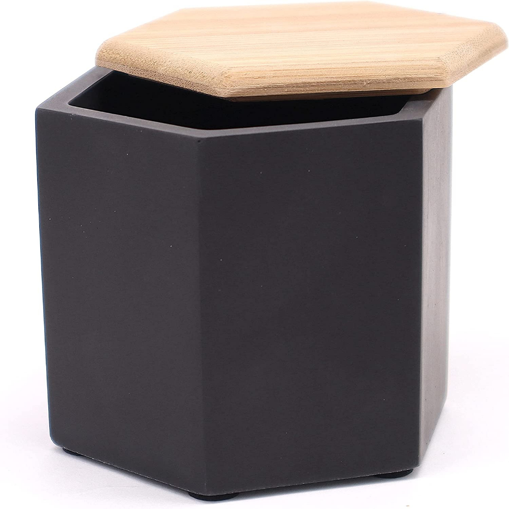 Kinton Cement Jars - 1 Unit, Hexagon Shape, Bamboo Lid, Multiple Colors ...