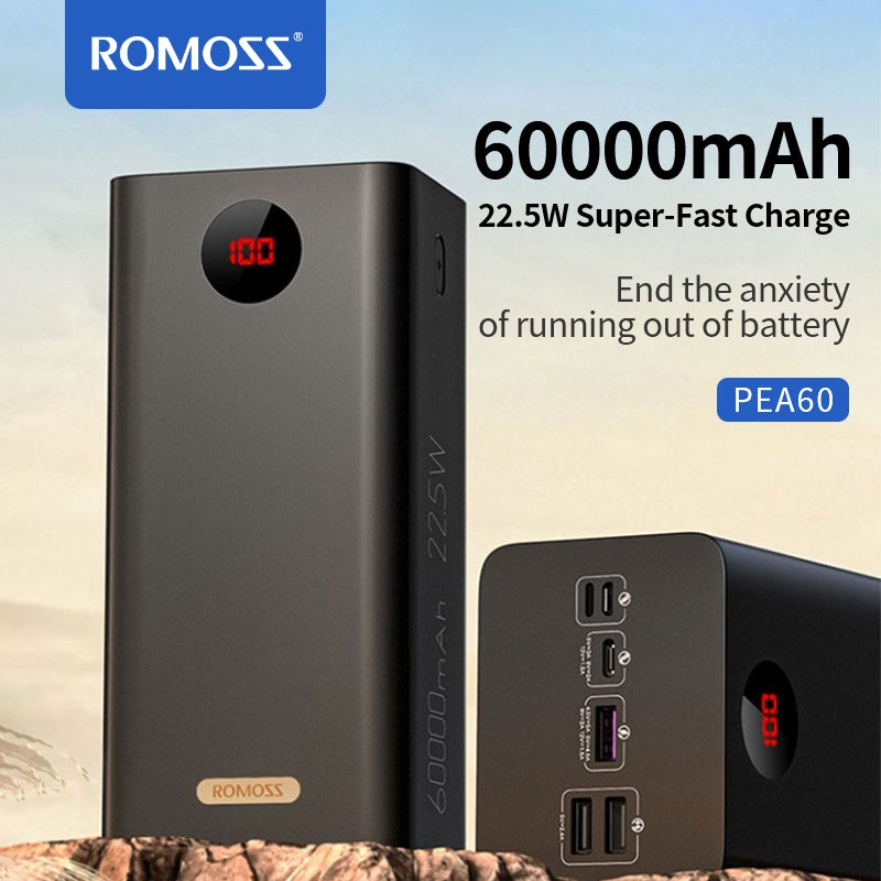 Romoss PEA60 60000Mah Pd22.5W Type-C Two-Way Super Fast Charging Qc 3.0 ...