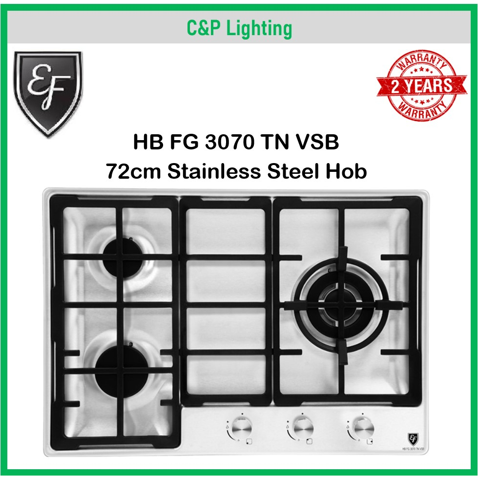 EF 72cm Flush Stainless Steel 3 Burner Cooker Hob Gas Stove HB FG 3070 ...
