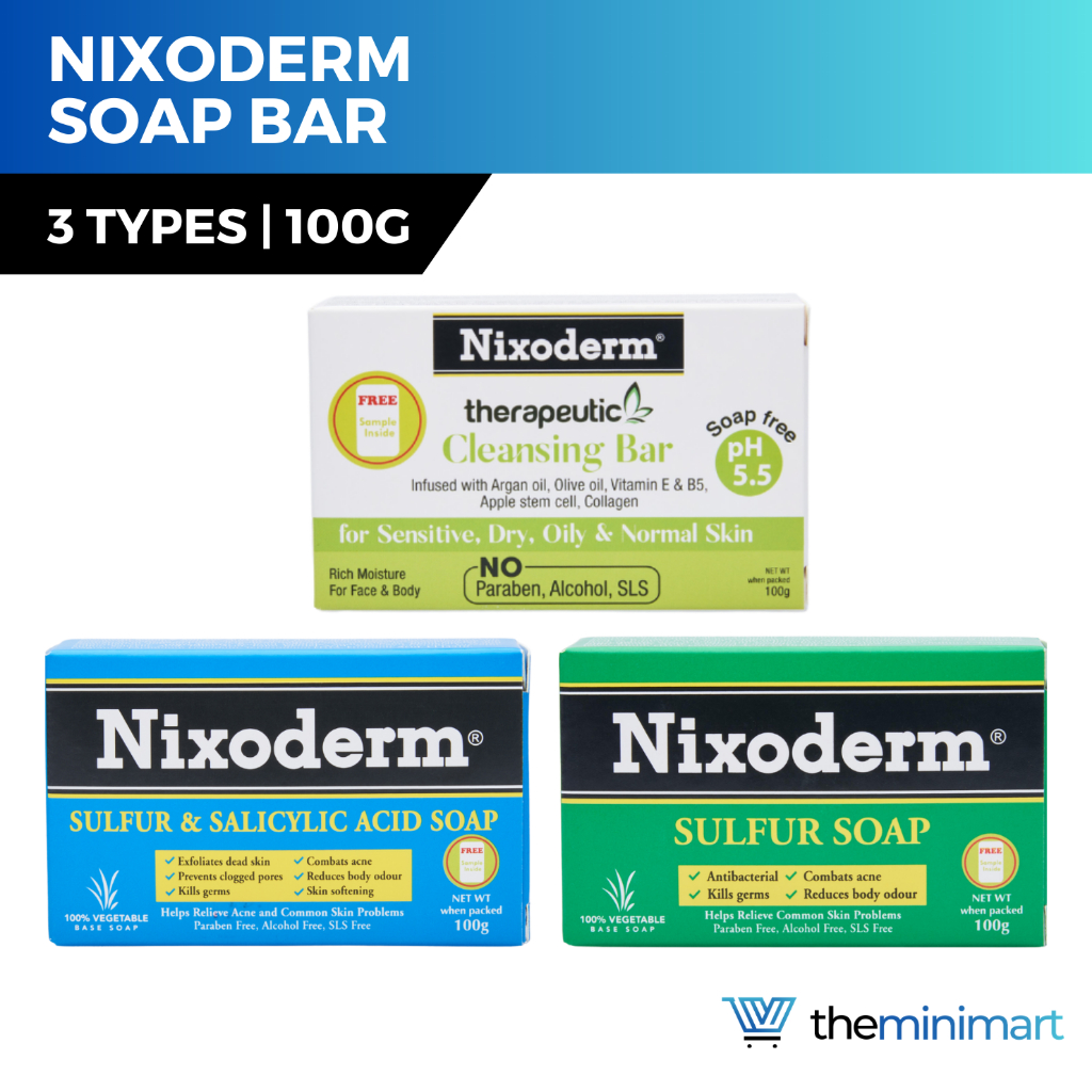 Nixoderm Natural Soap Bars 100g - Sulfur/Salicylic Acid, pH 5.5 ...