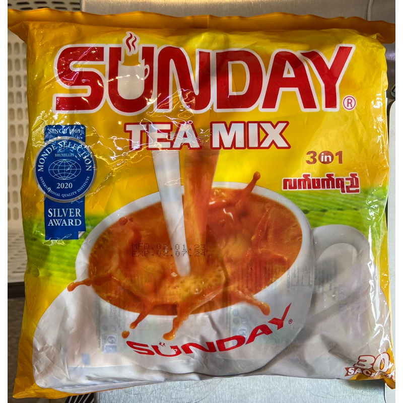 SUNDAY TEA MIX 3 in 1 - (25g x 30 Sachets) 750g - SUNDAY 3in1 လက်ဖက်ရည ...