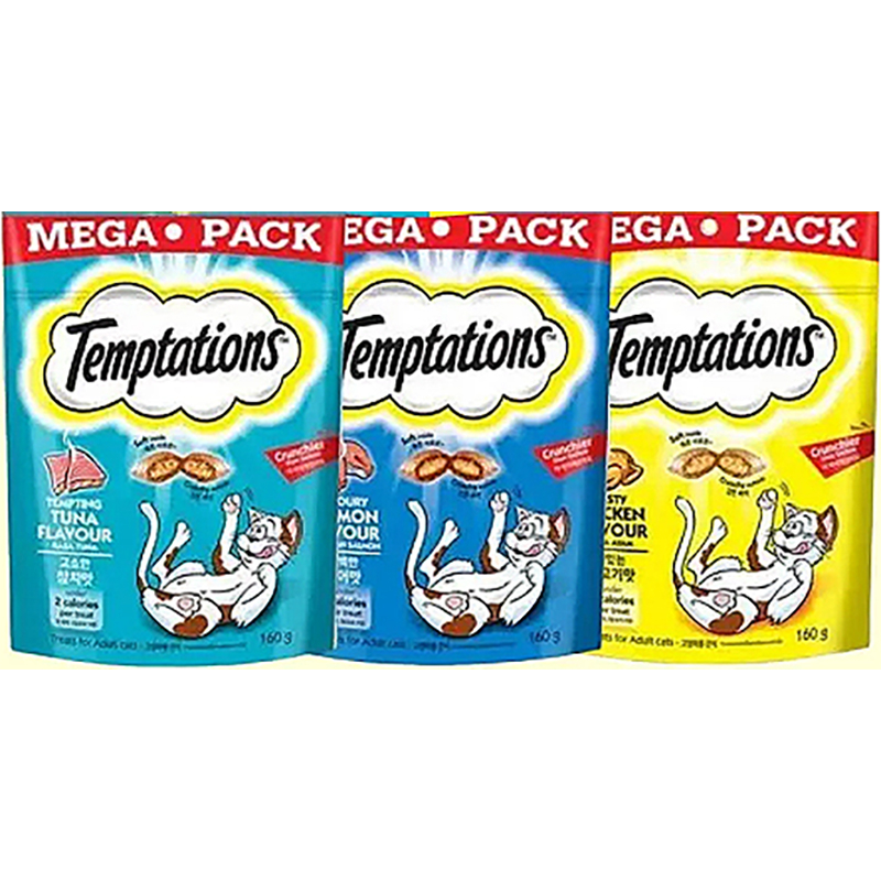 Temptations Mega Pack Cat Treats 160g Chicken/ Tuna/ Salmon | Shopee ...