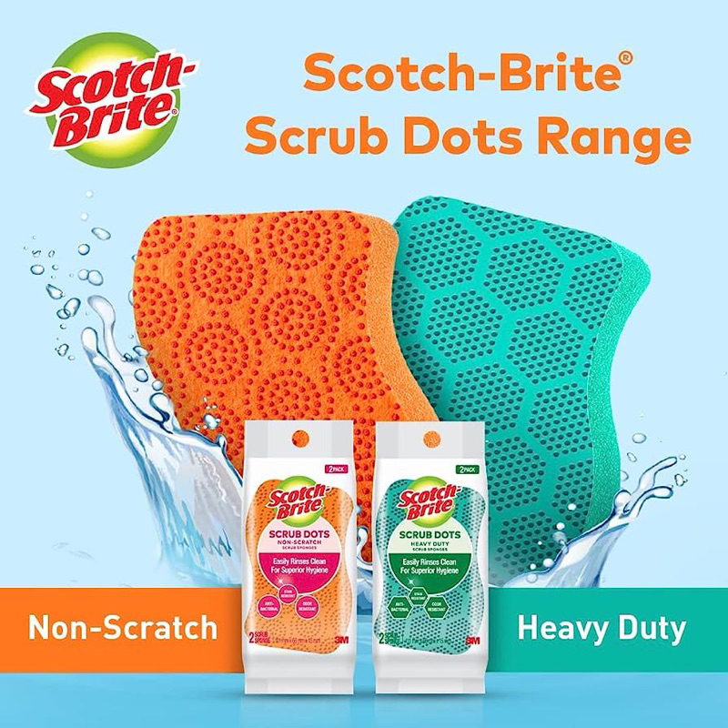 3M Scotch Brite Scrub Dots sponge-Heavy Duty/non scratch | Shopee Singapore