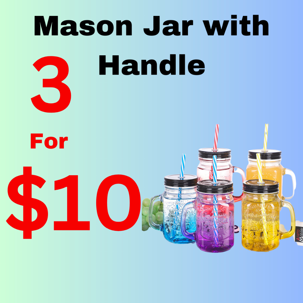 Glass Drinking Mug Mason Jar with Handle Lid | Shopee Singapore