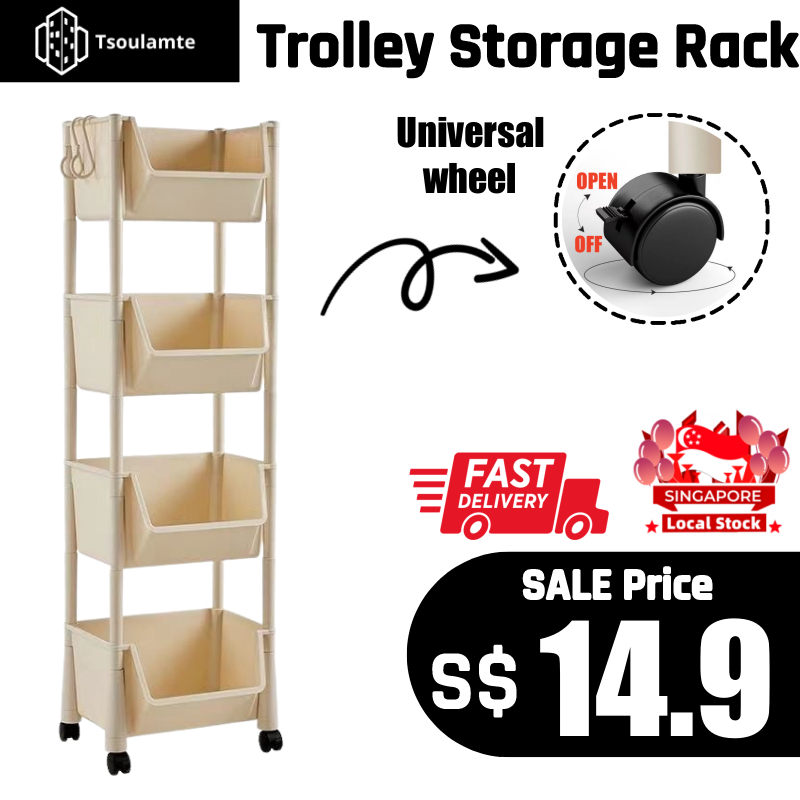 【SG Stock】Kitchen Shelves/snack Trolley/Movable shelves / bookshelves ...