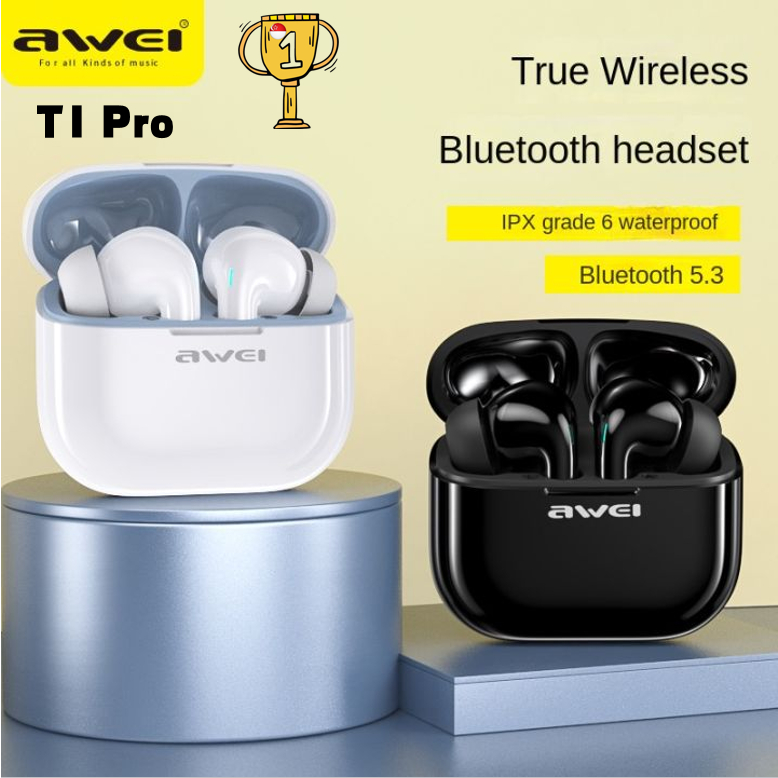 Awei iPX T1 Pro Waterproof Wireless Earbuds Led TWS T62 ENC Bluetooth ...